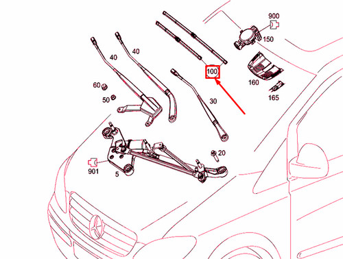 NEW MB VITO W447 FRONT WINDSHIELD WIPER BLADE SET RHD A4478205500 OEM ...