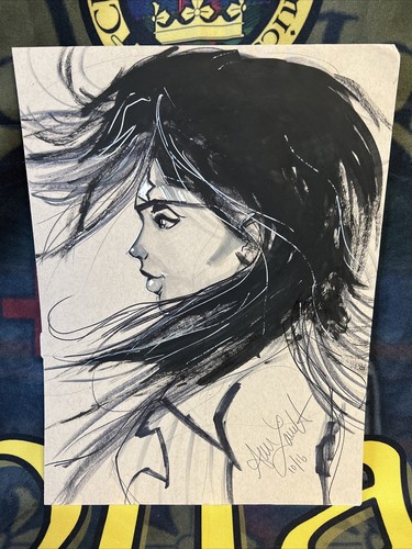 WONDER-WOMAN - AARON LAMBERT SKETCH COMMISSION ON 9 x 12 TONAL ART ...