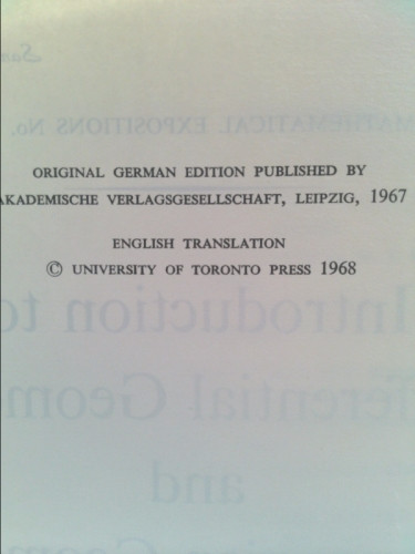 Introduction to Differential Geometry and Riemannian Geometry by Erwin ...