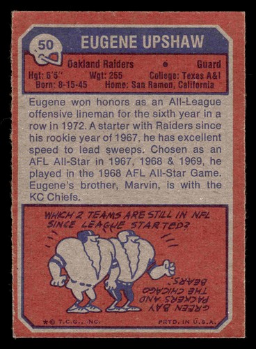 1973 Topps Eugene Upshaw (HOF) #50 - Oakland Raiders | eBay