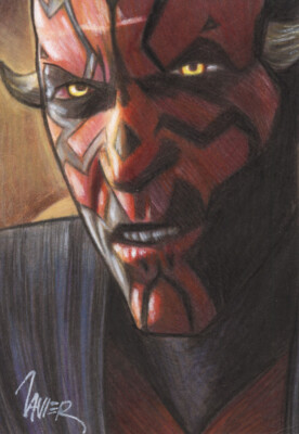 Star Wars DARTH MAUL Sith Lord CLONE WARS SKETCH Card PRINT open ...