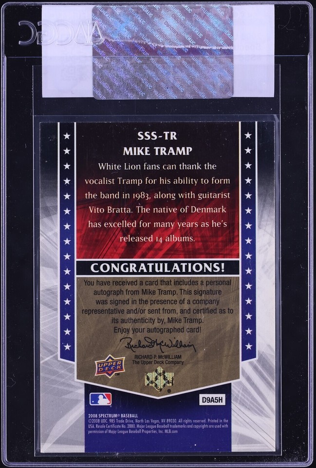 2008 Upper Deck Spectrum Baseball Mike Tramp Authentic Autograph Card ...