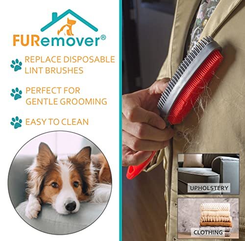 Duo 2-Sided Dog Multi-Brush Lint Brush for Couch and Clothes Rubber ...