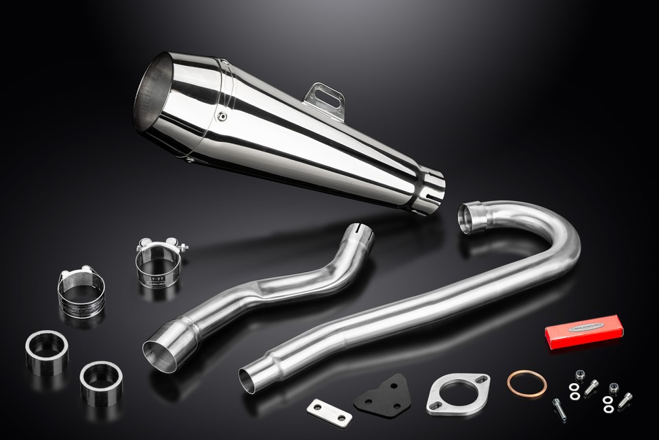 Yamaha XT500 TT500 1977-1989 Full Stainless Exhaust System Reverse Cone ...