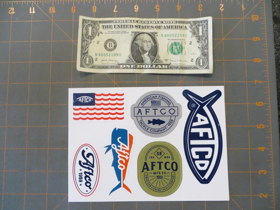 6 Assorted AFTCO Fishing Sticker Set - 7 x 5 inch | eBay
