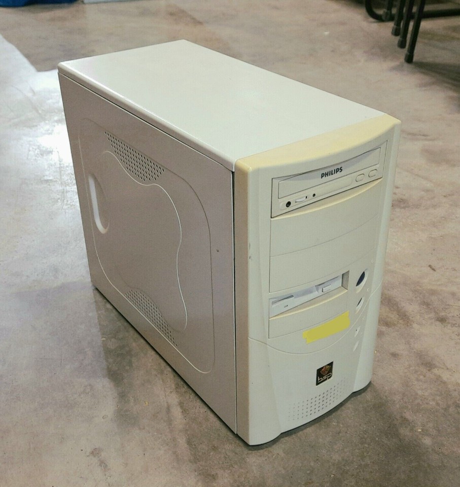Vintage Beige Pentium Era Retro Gaming ATX Tower PC Case + FLOPPY + CD ...