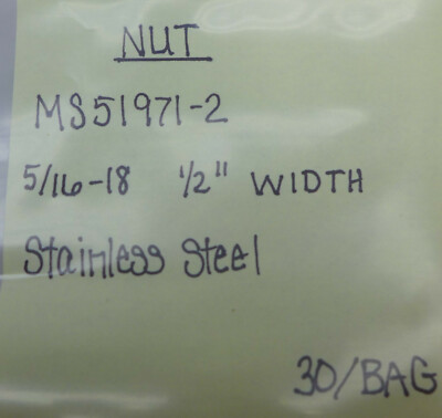 (30) Nut 5/16-18 Stainless Steel MS51971-2 | eBay