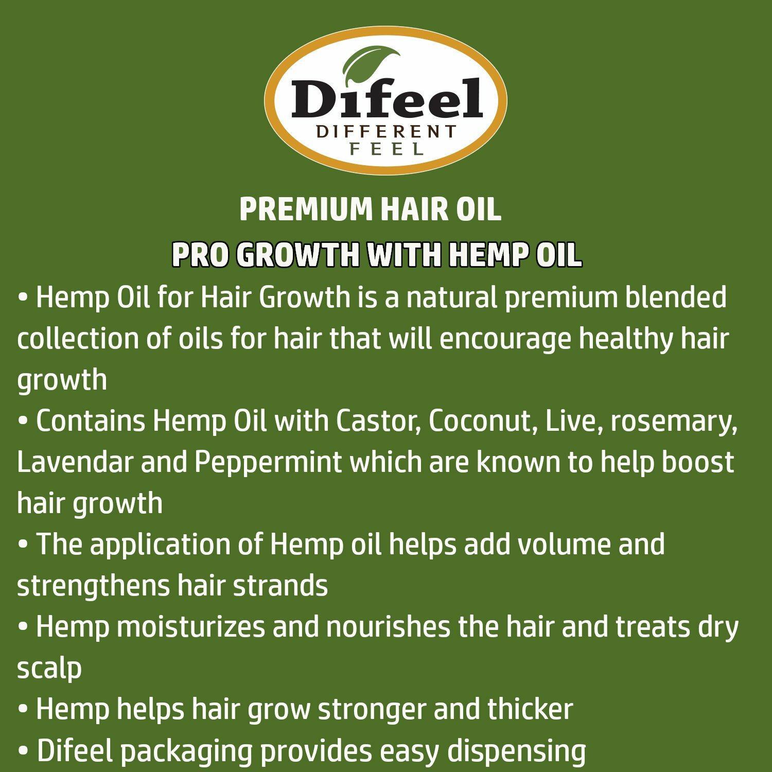 Difeel Hemp 99% Natural Hemp Hair Oil - Pro-Growth 2.5 oz. | eBay