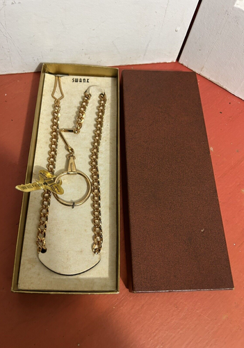 Vintage Swank Pocket Watch Chain Keychain in ORIGINAL BOX unused ...