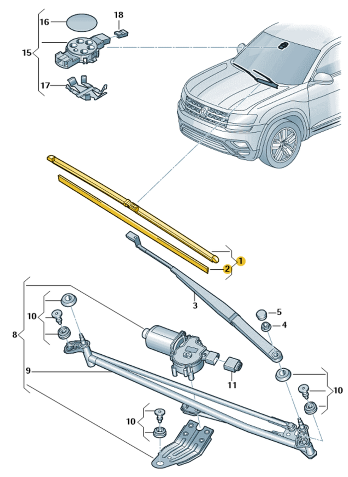 OEM VW/Audi Wiper Blade Pair 3CN-998-002 | eBay