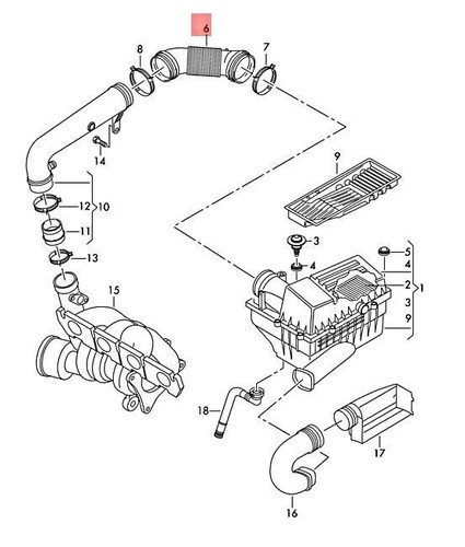 Genuine VW Beetle Cabrio Cabriolet Bettle Golf Jetta Connecting Pipe ...
