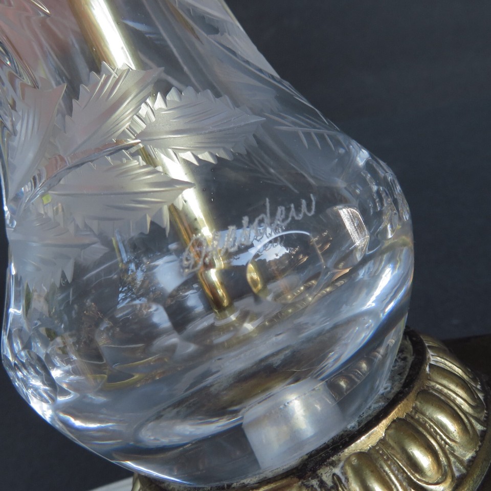 Dresden Crystal Lamp Cut Glass Mushroom Dome Table 17.5” Signed Vintage ...