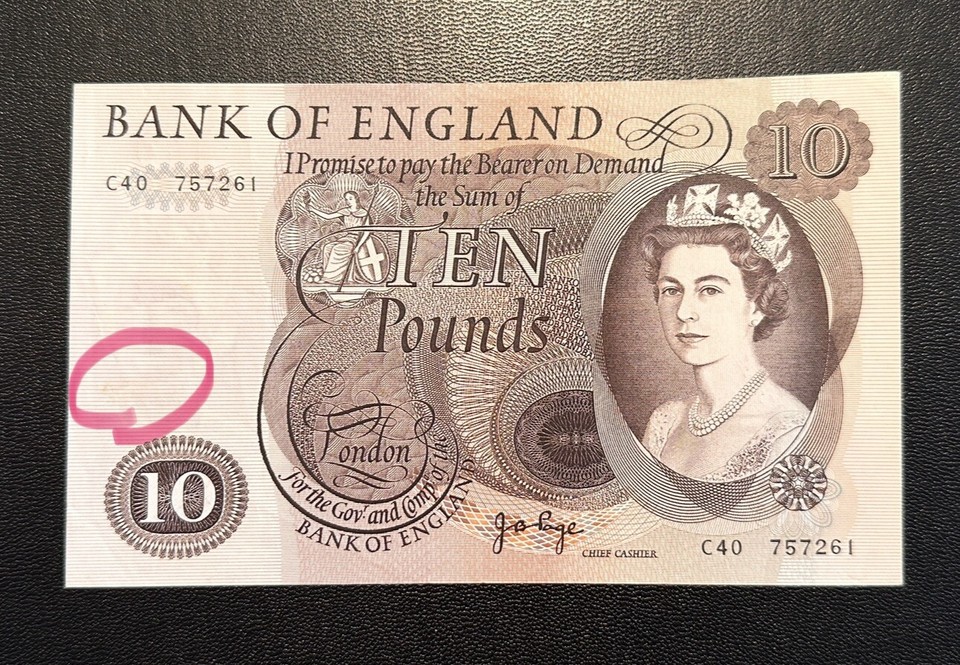 OLD TEN POUNDS NOTE C40 757261 PAGE BANK OF ENGLAND UNC | eBay UK