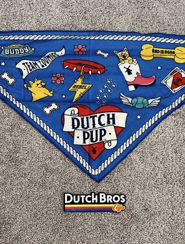 Dutch Bros National Dog Day 2024 Dutch Pup Dog Bandana & Sticker | eBay
