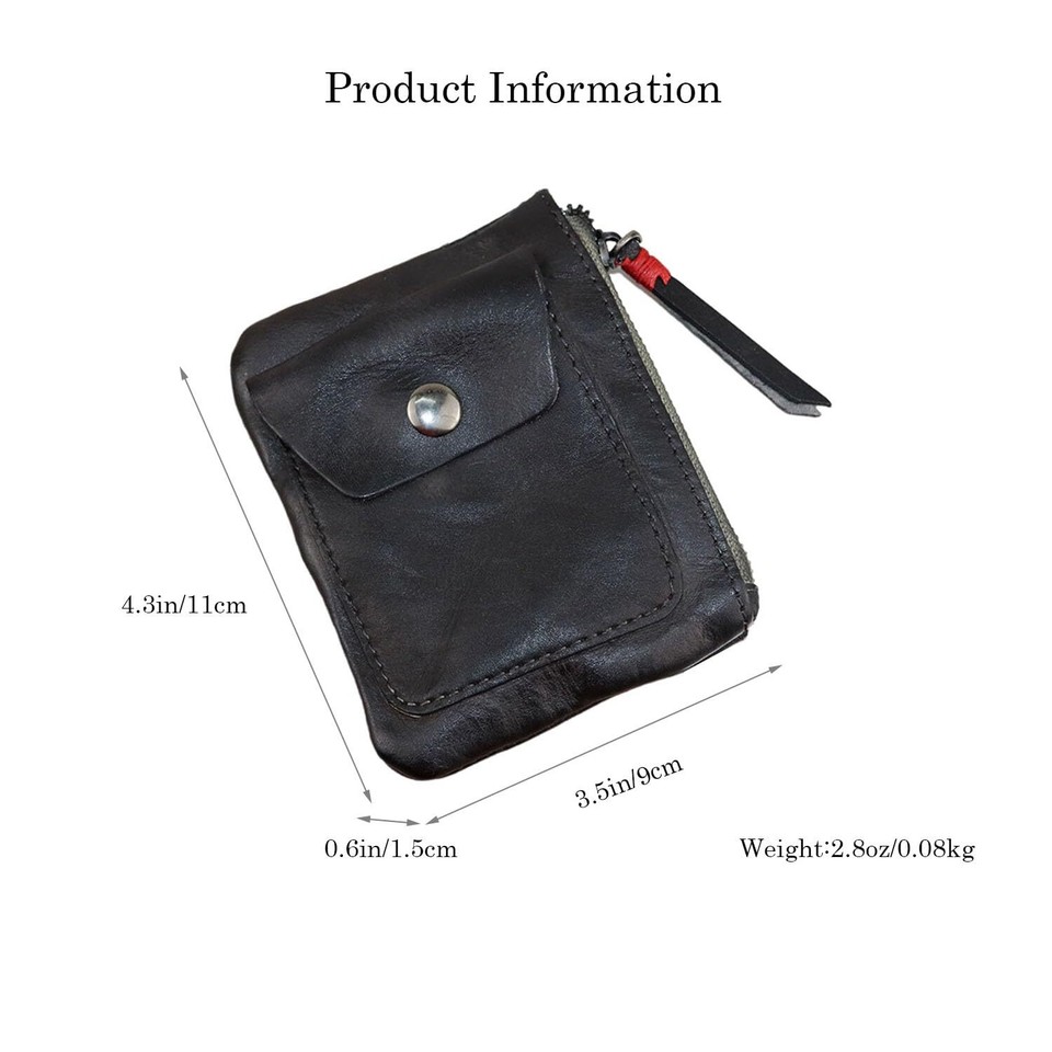 1Pcs Genuine Leather Zipper Coin Purse Coin Purse for Men Mini Leather ...
