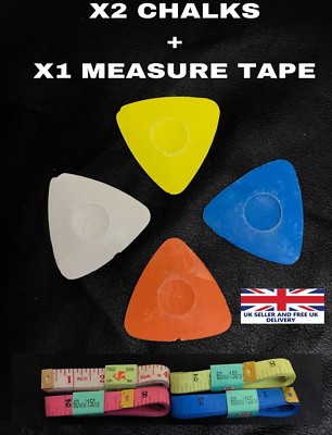 X2 TAILORS CHALK + MEASURE TAPE Fabric Sewing Marking Dressmaking ...