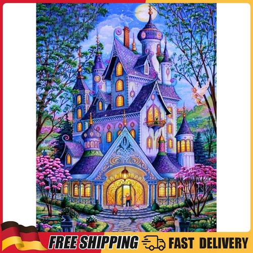 (DE2123) DIY Mosaic Purple Castle Villa Full Drill Round Diamond Resin ...