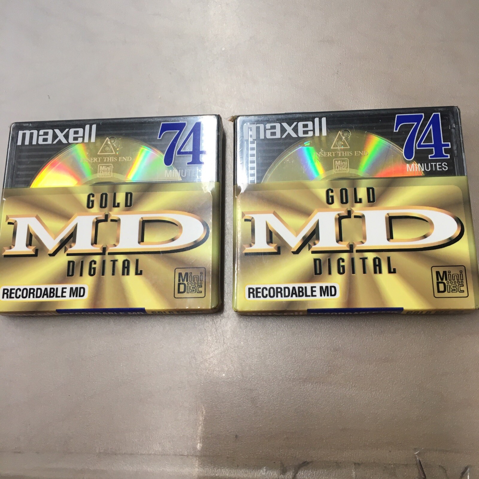 Lot of 2 - Maxell Gold MD Recordable 74 Min minidiscs 2 PK New Factory ...