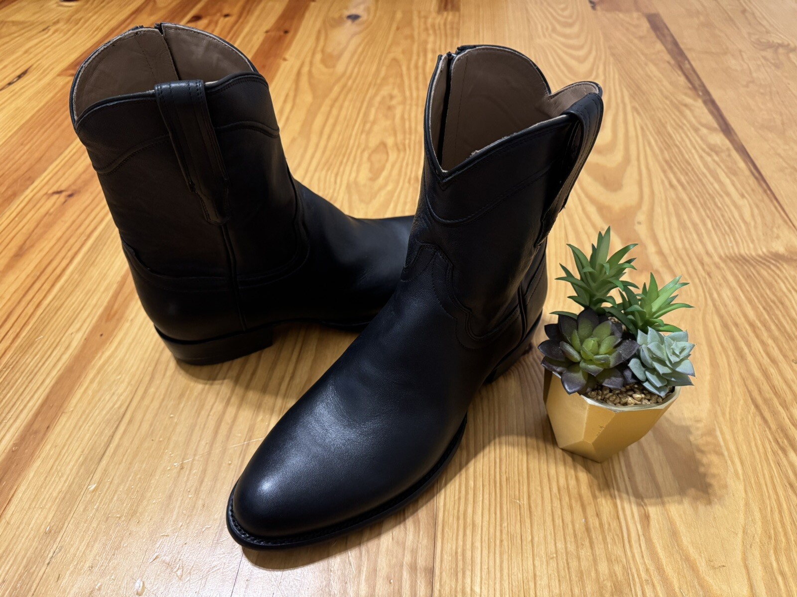 Tecovas The Dean Cowboy Boots Midnight Black Cowhide … - Gem