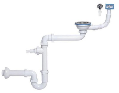 Single Space Saving Kitchen Sink Drain Waste P-Trap Set 115mm Dish ...