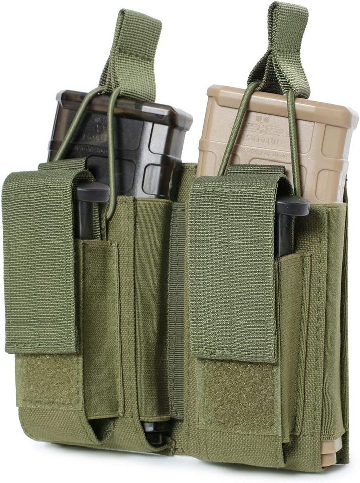 Tactical Molle 9mm 5.56 Magazine Pouch Double Rifle Pistol Mag Holder ...