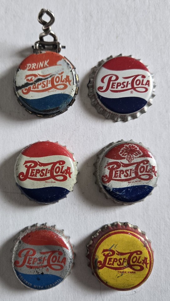 6 Different Vintage Pepsi-Cola Bottle Caps Resealable & Double Dot | eBay