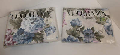 VTG Springs Colorama 180 Percale Floral Double Fitted And Flat Sheet ...