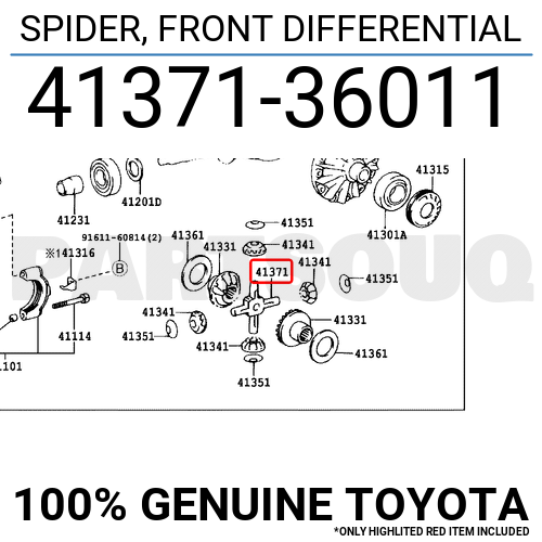 4137136011 Genuine Toyota SPIDER, FRONT DIFFERENTIAL 41371-36011 | eBay