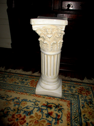 Vintage Plaster Greek Fluted Decorative Column Plant Stand 27.75 x 10 x ...
