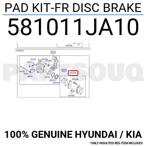 581011JA10 Genuine Hyundai / KIA PAD KIT-FR DISC BRAKE | eBay