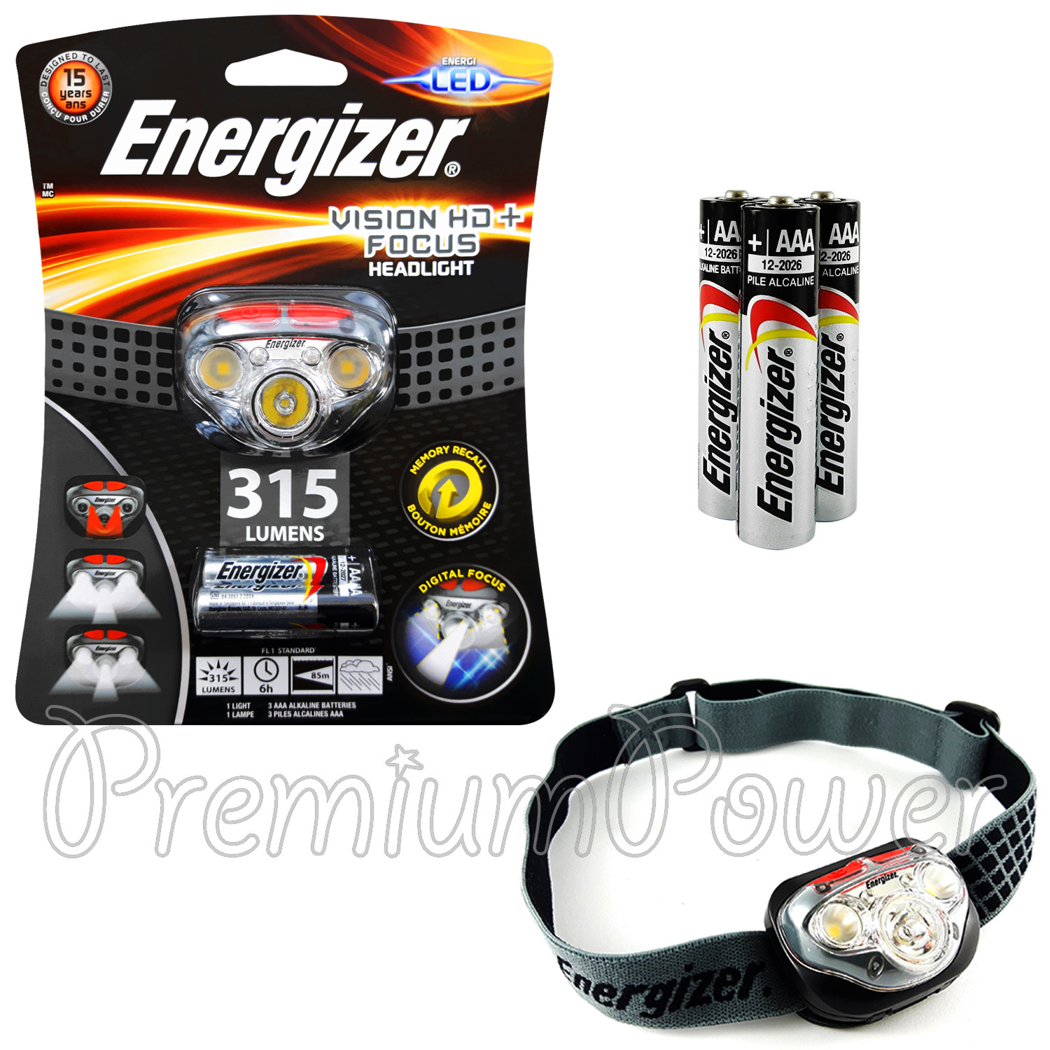 Headlamp Energizer Vision Headlight HD Focus 315 Lumens 3aaa for sale ...