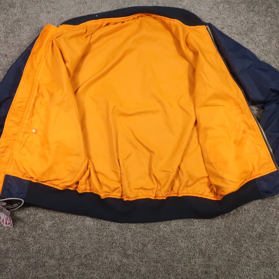 USAF Reversible Lightweight Flight Jacket Mens XL Navy Full Zip MA-1 ...