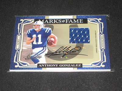 ANTHONY GONZALEZ COLTS FOOTBALL LEGEND SIGNED AUTOGRAPHED JERSEY CARD ...
