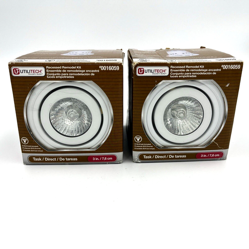 2 New Utilitech Recessed White 3" 50W GU10 Gimbal Kit Lighting Kits ...