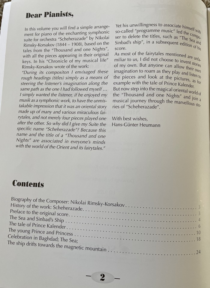 Scheherazade GET TO KNOW CLASSICAL Hans-Gunter Heumann Piano Sheet ...