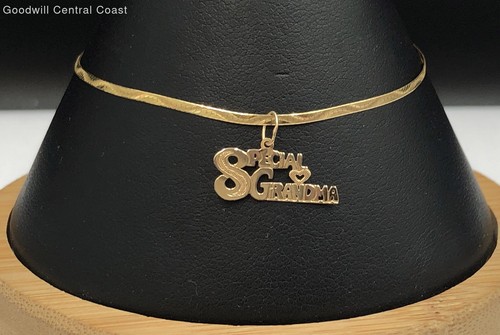 14K Gold Herringbone Chain "Special Grandma" Charm Bracelet | eBay