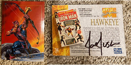 1992 Marvel Masterpieces - Hawkeye #34 - RARE AUTOGRAPH ON BACK by Joe ...