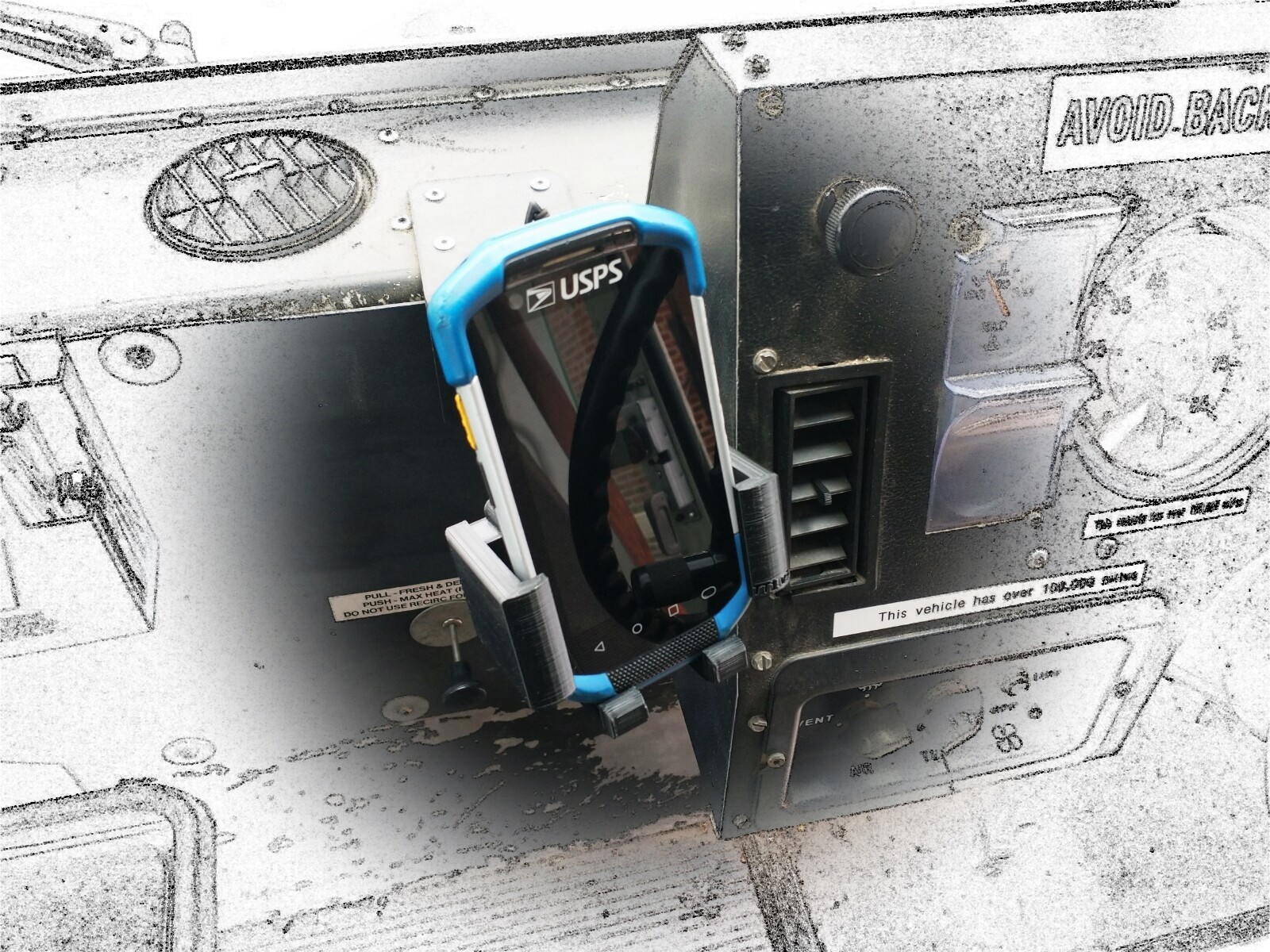 USPS LLV Scanner (Zebra TC77) Holder/Cradle 3D Printed For RAM Ball ...