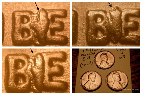 3 Different 1955-S Monster BIE Cent Errors Gem BU Unc. Red Lincoln ...