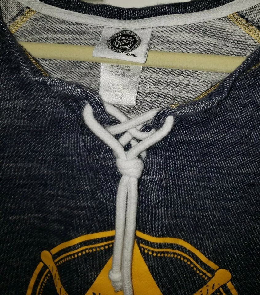 NASHVILLE PREDATORS NHL navy Blue Heather Gold Logo Pullover Top. Girls ...