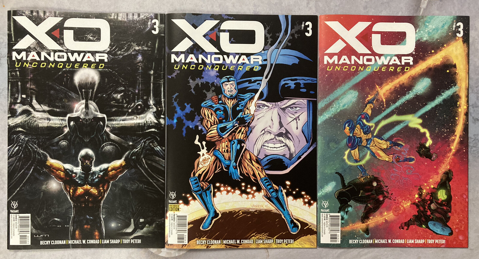 XO MANOWAR UNCONQUERED #3 SET OF 3 PREORDER VARIANT VAN HOOK RUBIN ...