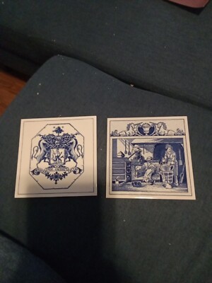 VINTAGE BLUE DELFT HOLLAND HANDMADE PILL TILE BURROUGHS WELLCOME CO. | eBay