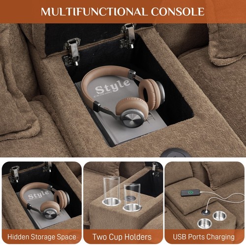 Modern U-Shaped Oversized Sectional Sofa Couch w/ USB Port,Storage,Cup ...