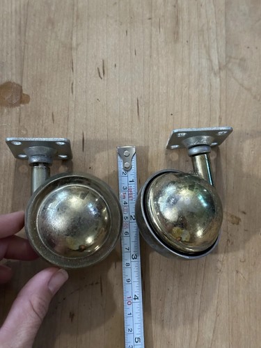 2 Gold Casters Wheels Ball Round Wheels Vintage | eBay
