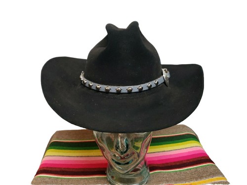 Vtg Resistol Western Hat S 4X Beaver Black Gray Leather band Silver Stud Buckle | eBay