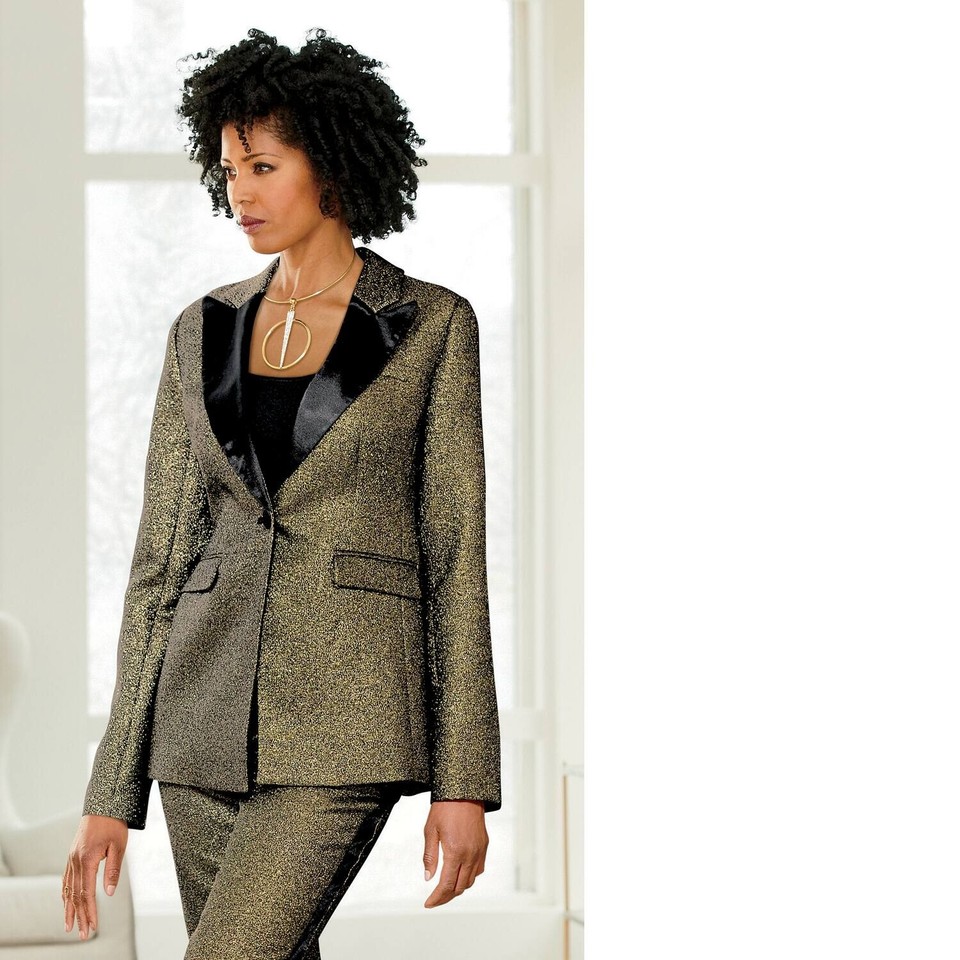 Size 10 Ashro Hivenna Gold Black Lux Shimmering Elegance Pant Suit | eBay