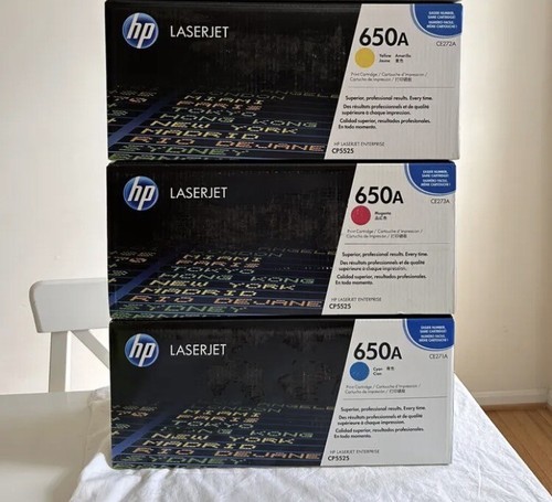 Genuine HP 650A Cyan Magenta Yellow Toner Set CE271A CE272A CE273A ...
