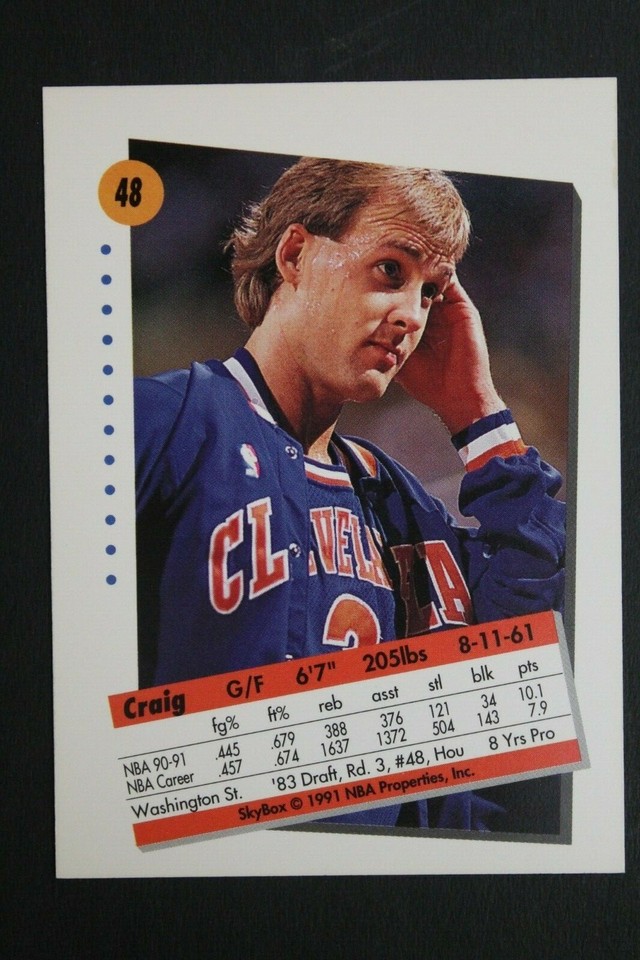 Craig Ehlo Cleveland Cavs Signed 1991 Skybox #48 Autographed NBA Card ...