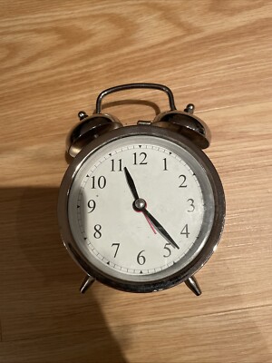 Retro Double Bell Alarm Clock, Chrome, Asda George Home, Battery ...