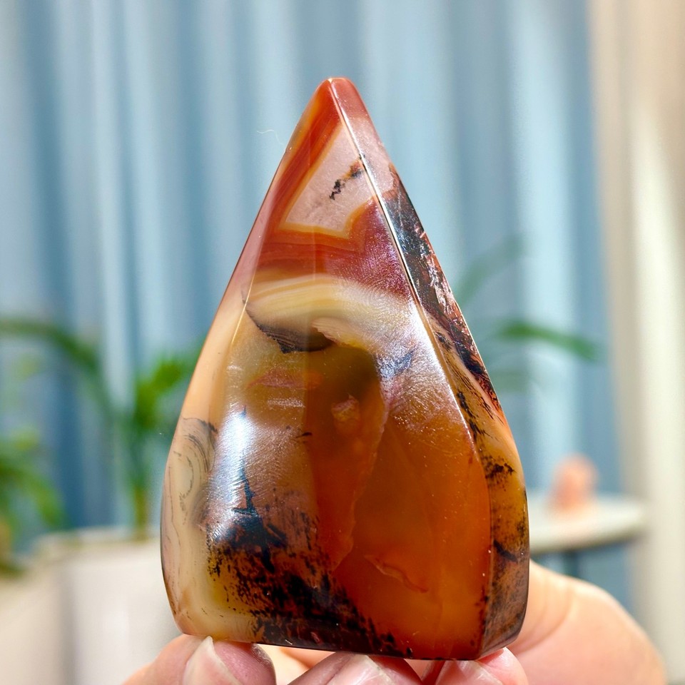 118G Natural Red Sardonyx Striped Agate Crystal Mineral Teardrop Shape ...
